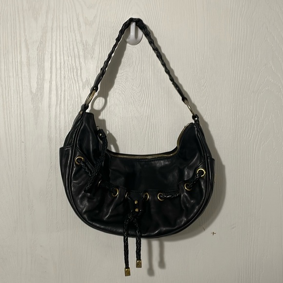 Michael Kors | Bags | Mk Michael Kors Black Leather Braided Handle Half ...